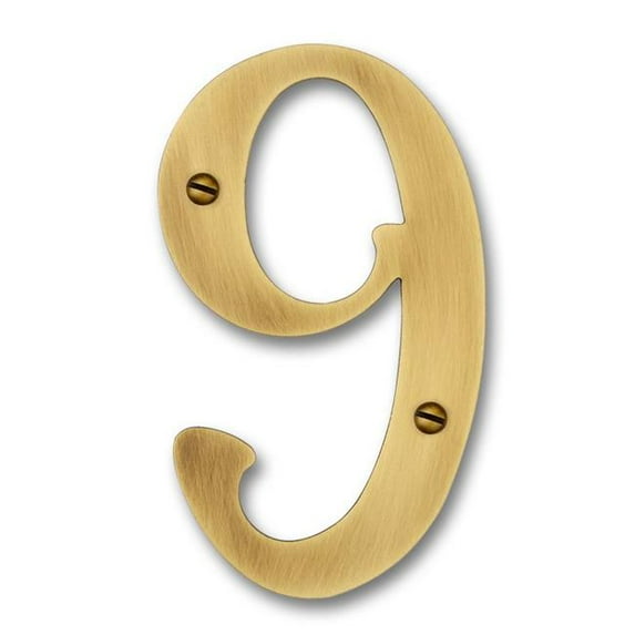 5 in. Brass House Number No.9, Warm Brass - Gold Iridescent - Walmart.com