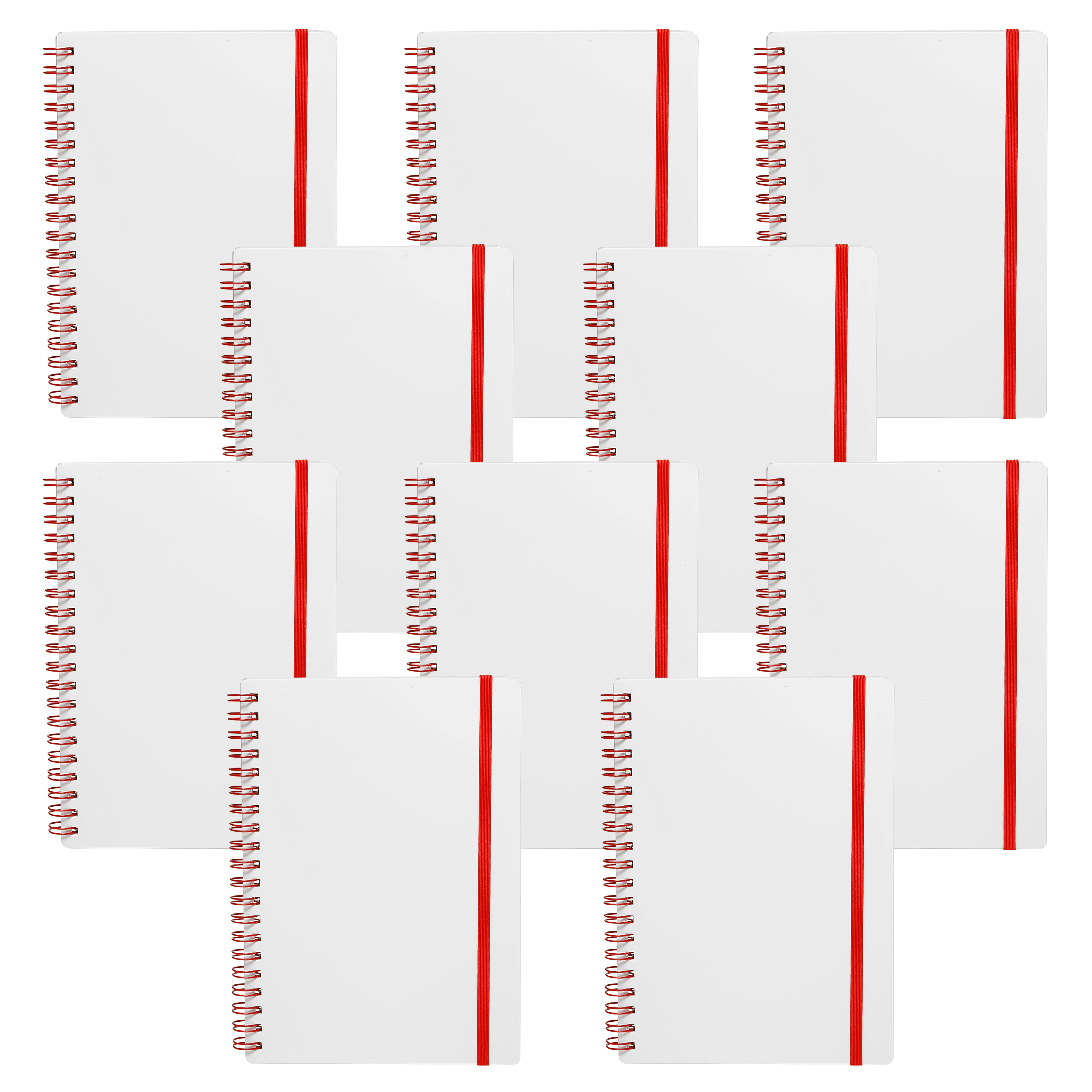 10 White Spiral Notebooks with Elastic Band Pack - 80 lined pages ...