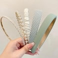 Pearls Hairband Collection Pack Of 5 Adjustable Soft Headpieces Blue ...