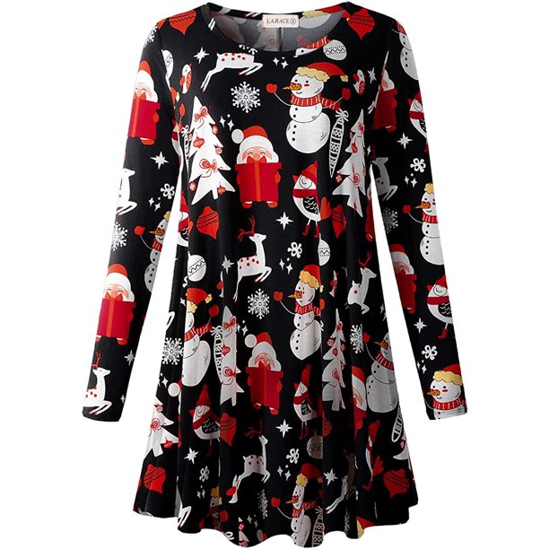 Larace Plus Size Tunic Tops Long Sleeve Shirts For Women Swing Flowy