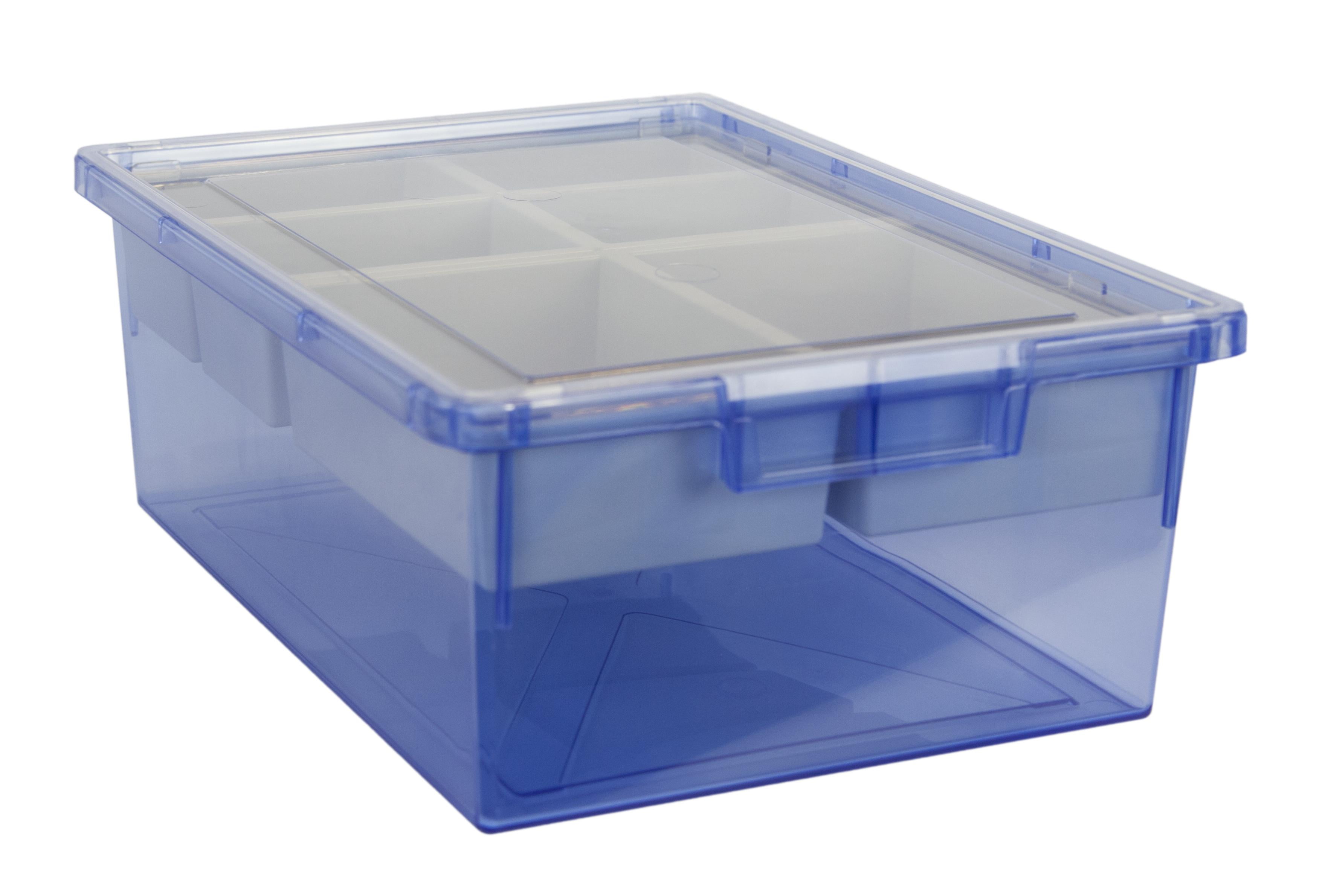 Bin/ Tote/ Tray Divider Kit - Double Depth 6" Bin in Tinted Blue - 3 ...