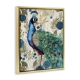 Stupell Industries Rococo Peacock Pride Gold Framed Floater Canvas Wall ...