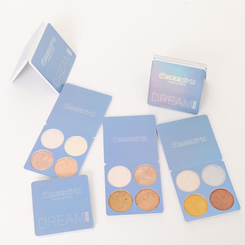 Baked Highlighter Powder Palette Waterproof Long-Lasting Shiny Brighten ...
