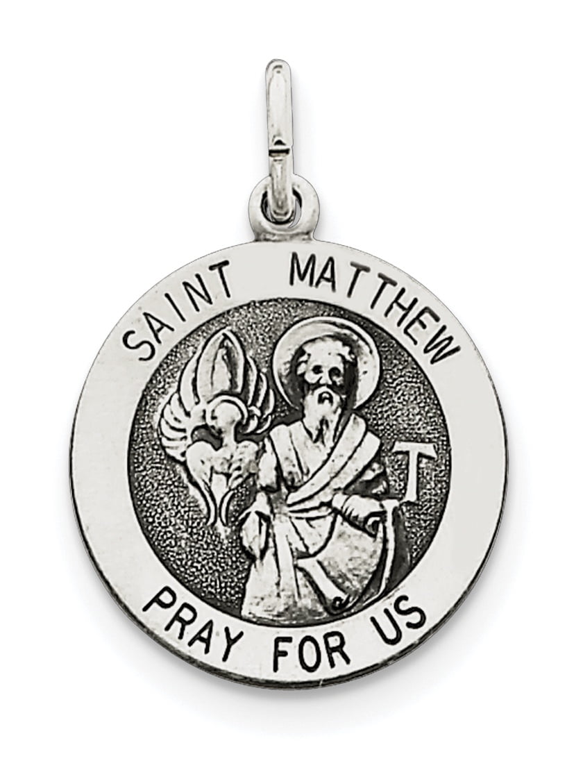 Sterling Silver Antiqued Saint Matthew Medal (25 X 20) Made In United ...