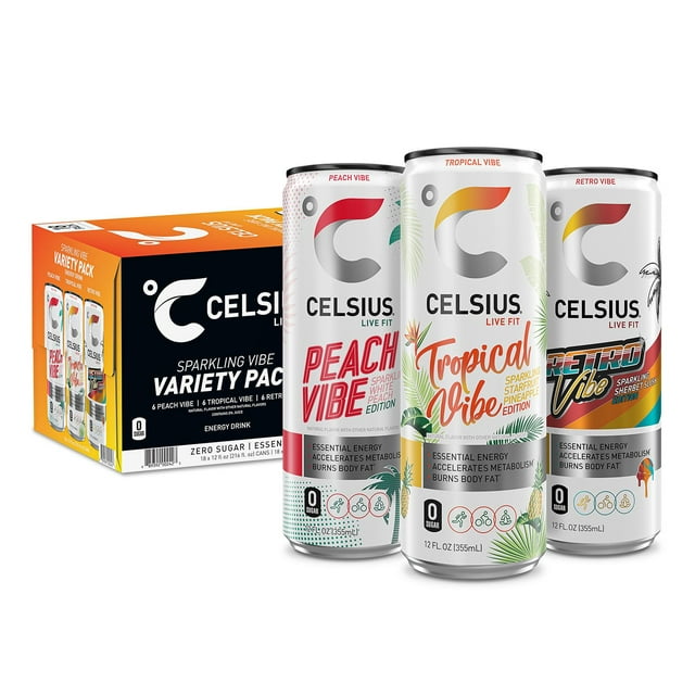 Celsius Live Fit Sparkling Vibe Variety Pack 12 fl. oz., 18 pk ...