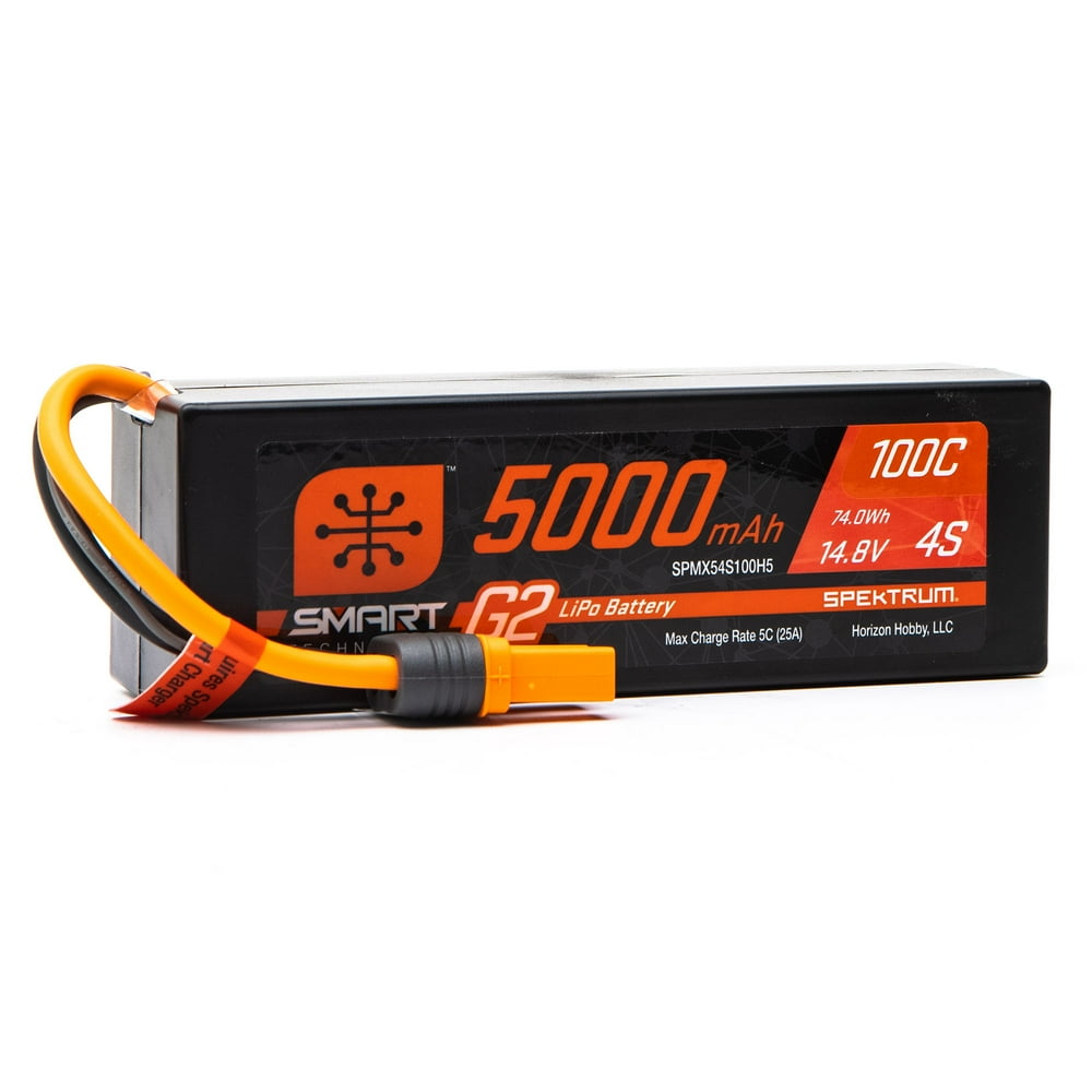 Spektrum 14.8V 5000mAh 4S 100C Smart G2 Hardcase LiPo Battery: IC5 ... Spektrum 14.8V 5000mAh 4S 100C Smart G2 Hardcase LiPo Battery: IC5 ...