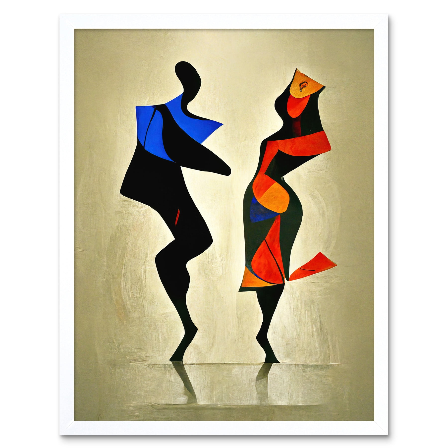 Abstract Modern Painting Of Two Figures Dancing Art Print Framed Poster ...