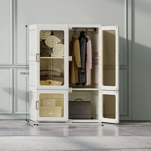 AntBox Closet 6 grids 4 doors 1 hanger, Portable Wardrobe Closet ...