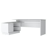 70" Wide L-Shaped Office Desk with One Cabinet and Two Open Shelves ...