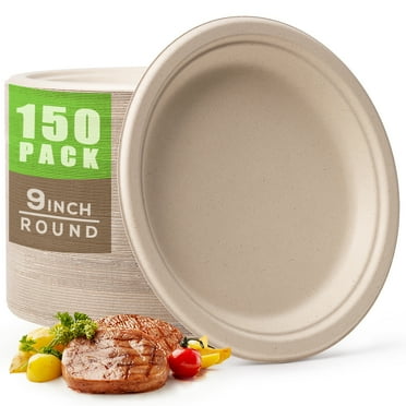 Brheez Disposable Sugarcane Bagasse Plates - Naturally Organic, Eco ...