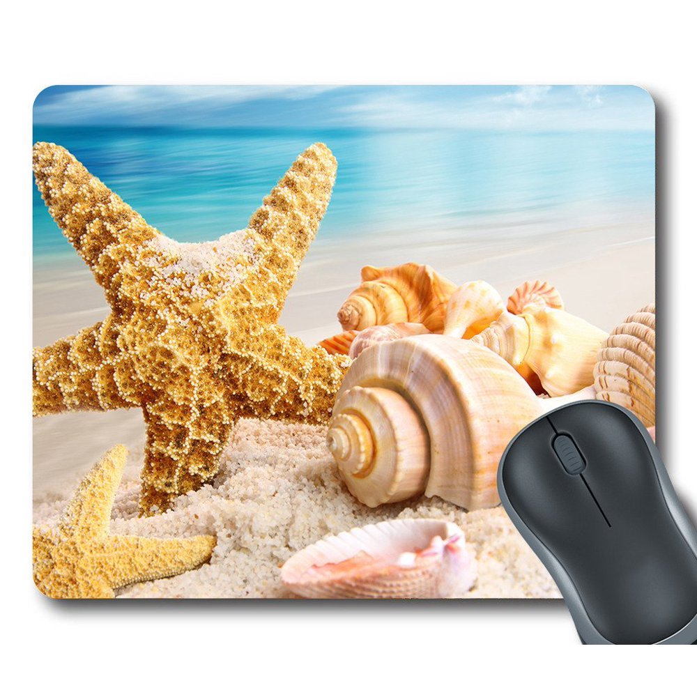 GCKG Sea and Seashell Mouse Pad Personalized Unique Rectangle Gaming ...