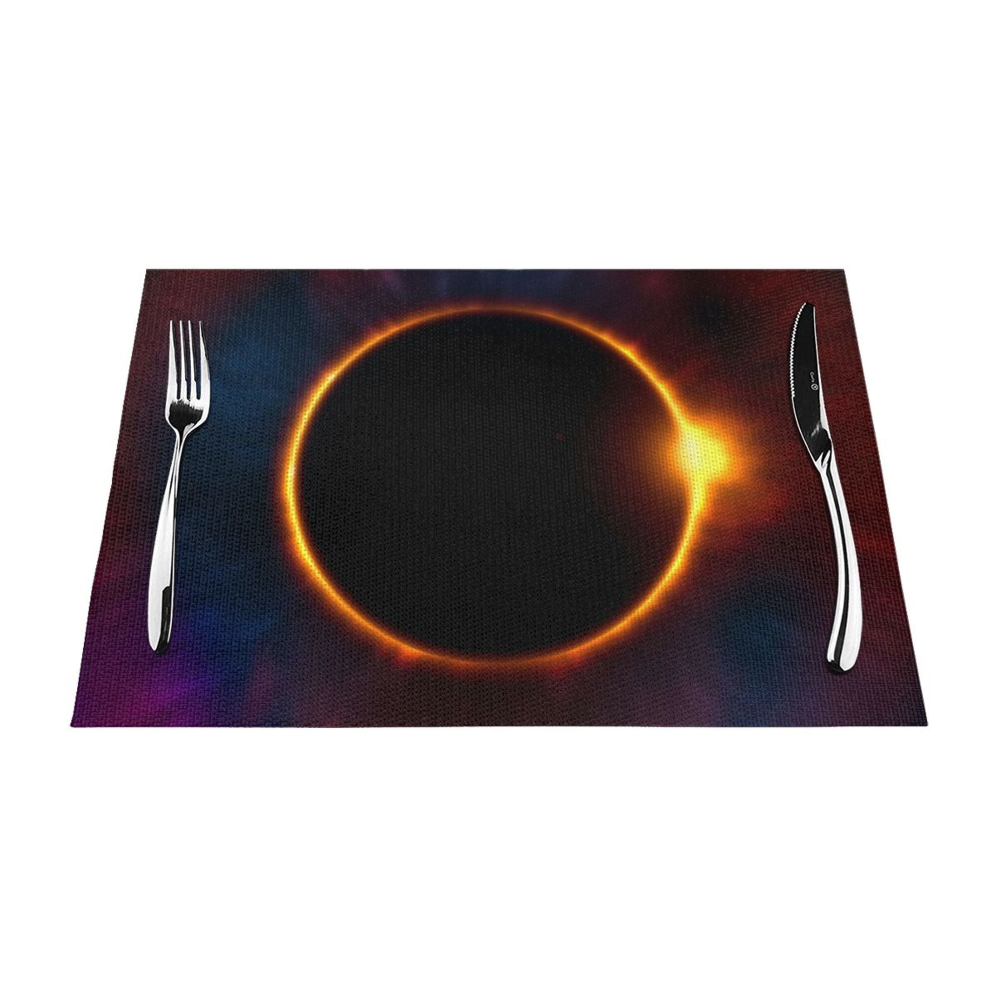 XMXY Woven Placemats Set of 4 PCS, Eclipse Sun Space Moon Table Mats ...