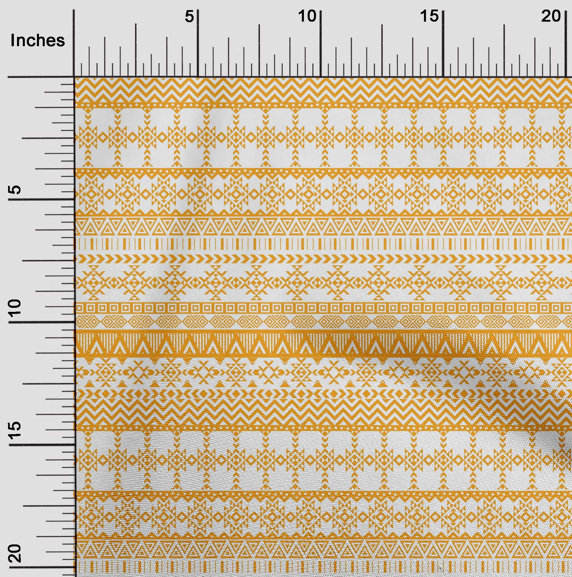 oneOone Viscose Chiffon Mustard Yellow Fabric Aztec Tribal Sewing ...