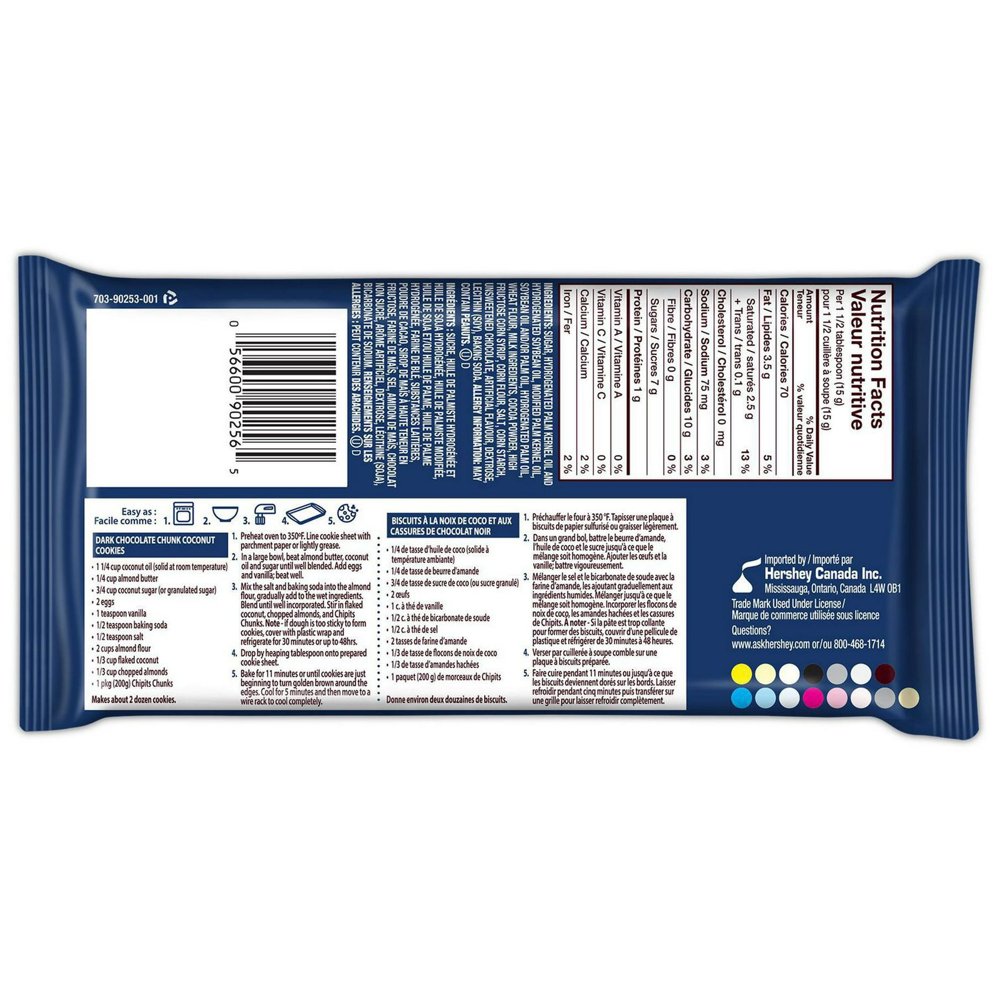 HERSHEY'S CHIPITS Dark Chocolate Chunks, 200g Bag | atelier-yuwa.ciao.jp