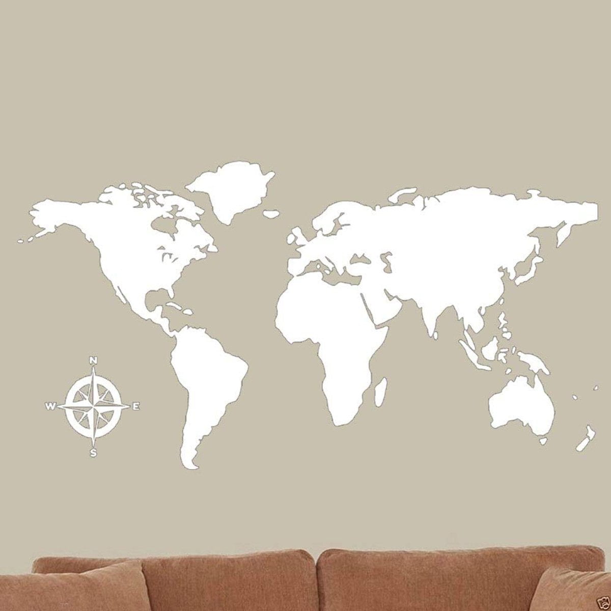 World Map Global Decal Vinyl Wall Art Countries Continents Wall Decal ...