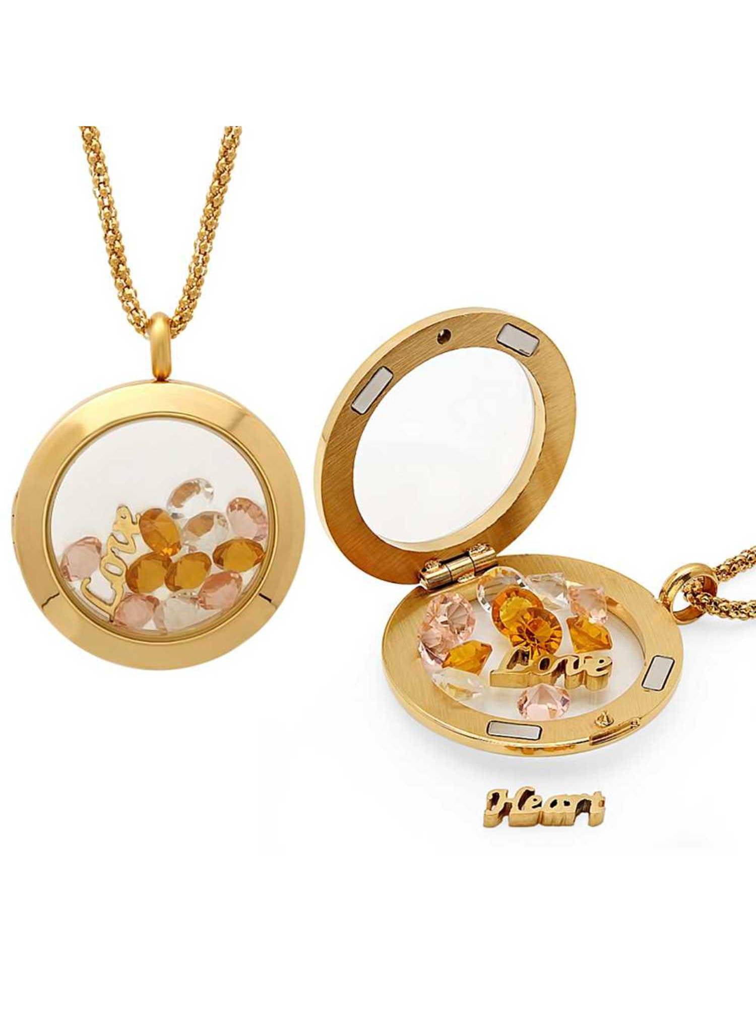 Gem Stone King Multi-Colored Crystals Charm Locket Pendant Necklace ...