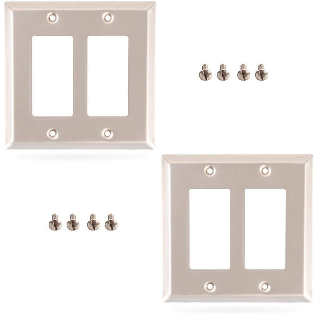 Sleeklighting 2 Pack Decorative Satin Nickel Outlet Covers | 2 Gang ...