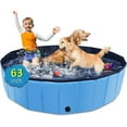 Foldable Dog Pool, 71" x 14" Large Kiddie Pool with Hard Plastic, Non ...