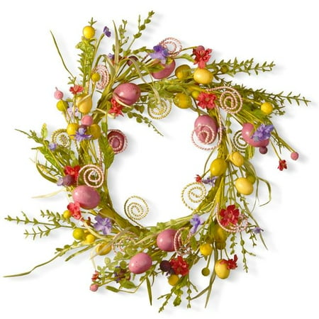 National Tree 24 in. Easter Wreath With Candy Eggs & Butterflies-Multi ...