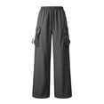 Ailaofu Women's Solid Color Cargo Long Trousers, Elastic Drawstring ...