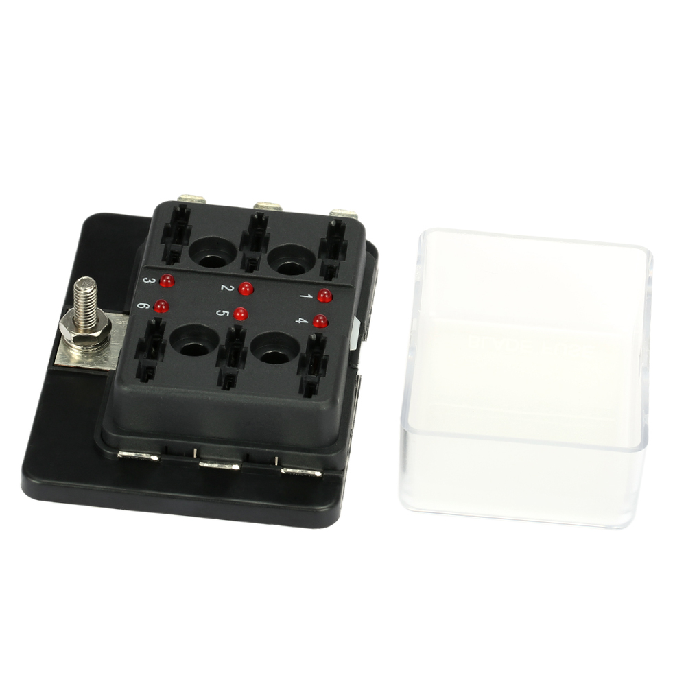 6 Way Blade Fuse Box Holder with LED Warning Light Kit for Car Boat ...