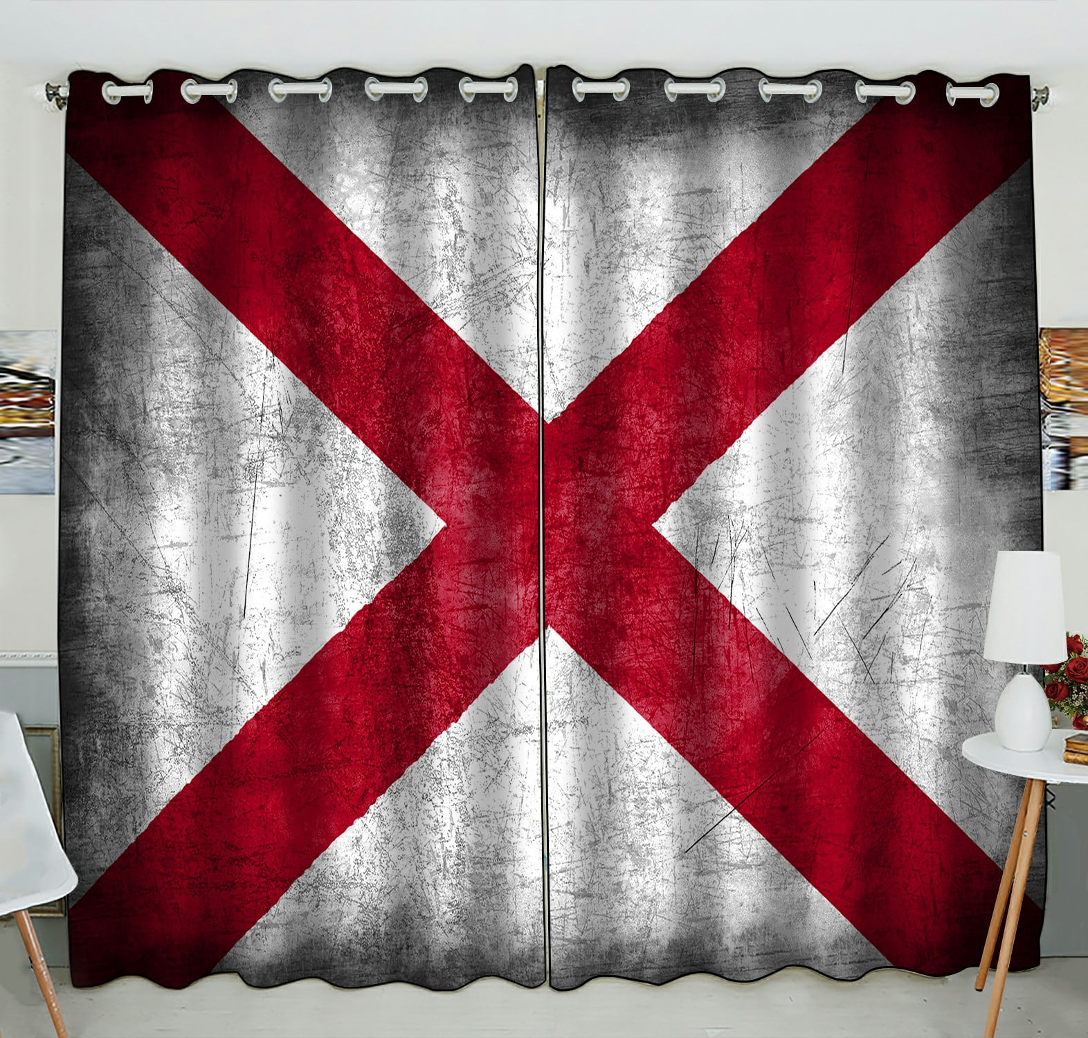 ECZJNT Alabama State flag USA with grunge metal texture Blackout Window ...