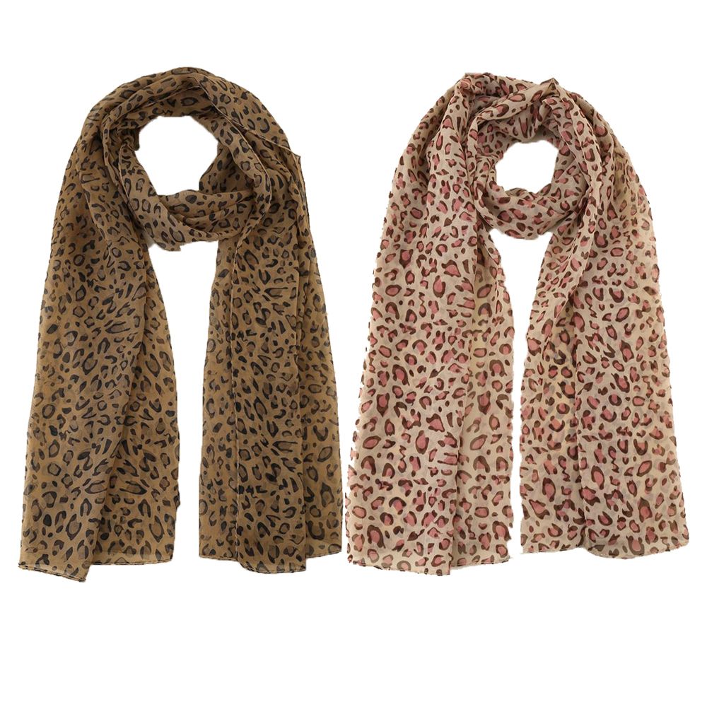 2PCS Women Hajib Chiffon Scarves Muslim Tudung Printed Voile Leopard ...
