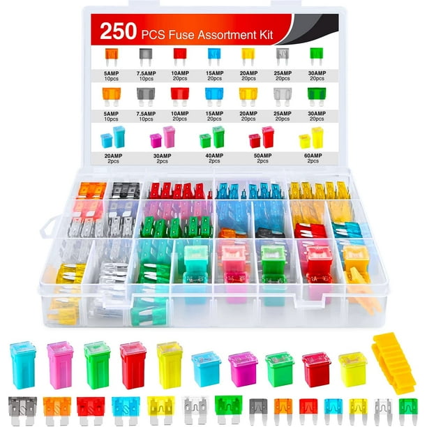 Nilight 250PCS Blade Jcase Car Fuse Assortment Kit 5A 7.5A 10A 15A 20A ...