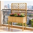 Self-Draining Raised Garden Bed, Elevated Wood Planter with Trellis for ...