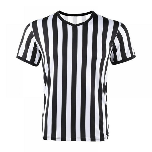 Baywell Men's Official Black & White Stripe Referee Shirt Zipper ...