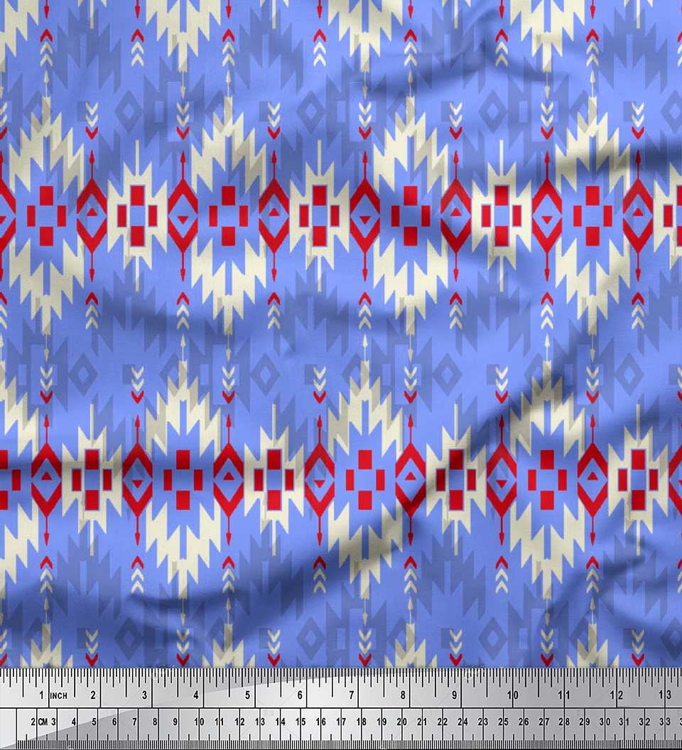 Soimoi Cotton Duck Fabric Aztec Geometric Print Fabric by The Yard 42 ...