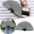 Glitter Silver Folding Hand Fan – for Dance EDM Parties and Festivals ...