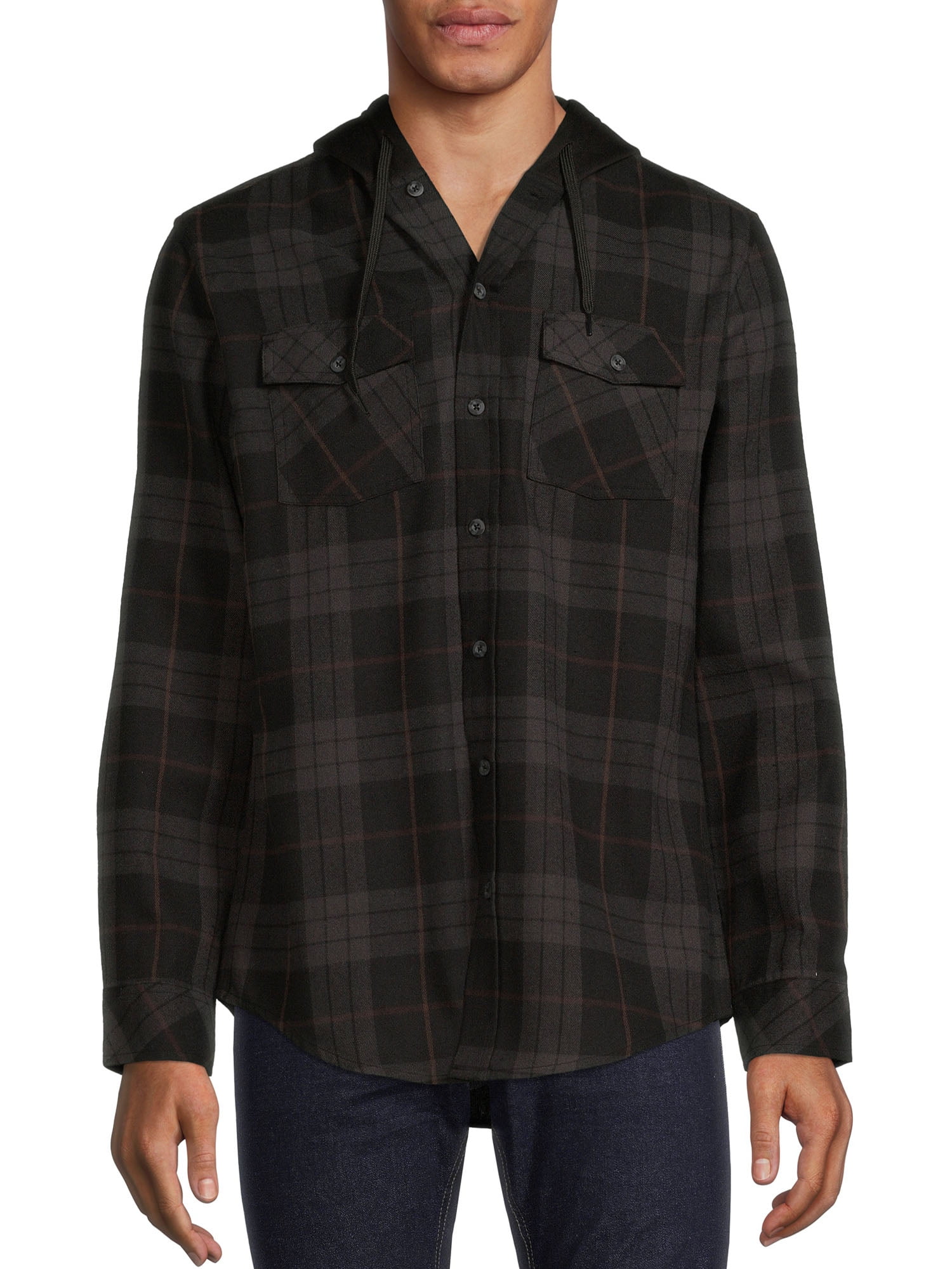 Burnside Men's Plaid Hooded Flannel Shirt, Sizes S-2XL - Walmart.com