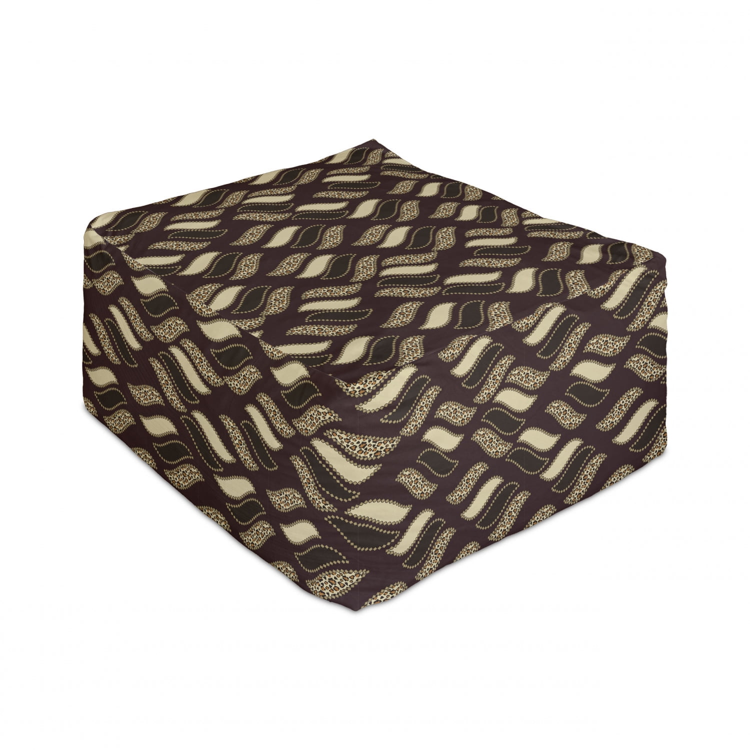 African Rectangle Pouf, Indigenous Abstract Shapes Cheetah Motif Jungle ...