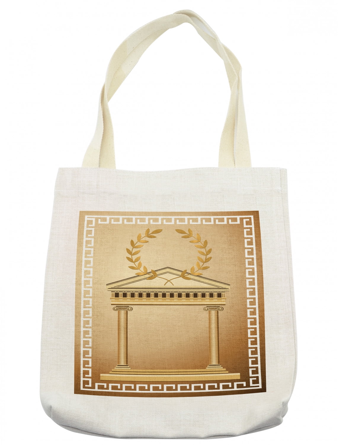 Retro Tote Bag, Antique Building Roman Olive Branch and Greek ...