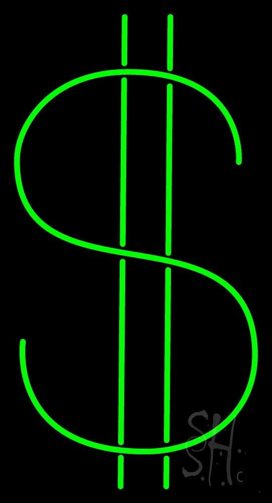 Double Line Dollar Logo LED Neon Sign 20 x 37 - inches, Black Square ...