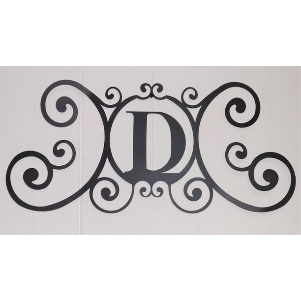 Wrought Iron Metal Scrolled Monogram Personalized Initial Letter D Wall ...