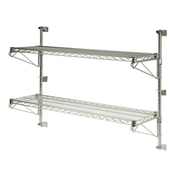24" Deep x 24" Wide x 24" High Adjustable 2 Tier Chrome Wall Mount ...