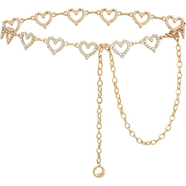 AWAYTR Waist Chains Belts for Women - Rhinestone Gold Silver Chain ...