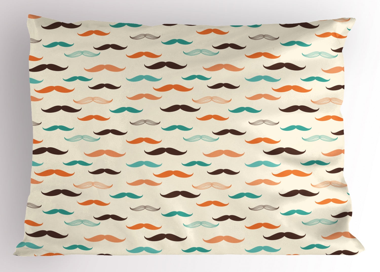 Indie Pillow Sham Retro Mustache Pattern in Different Colors Stylized ...