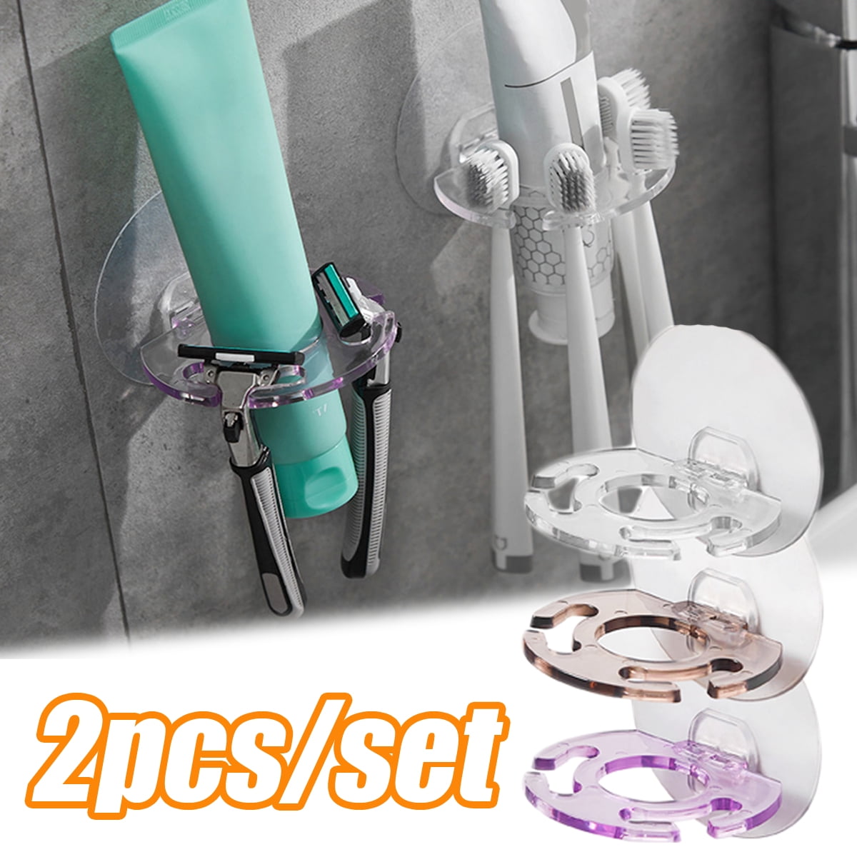 Travelwant 2Packs Adhesive Toothbrush Holder Wall Mounted,Multi ...