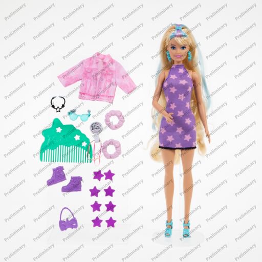 Barbie totally Hair Star-Themed Doll, 8.5 Inch Fantasy Hair, Dress, 15 ...
