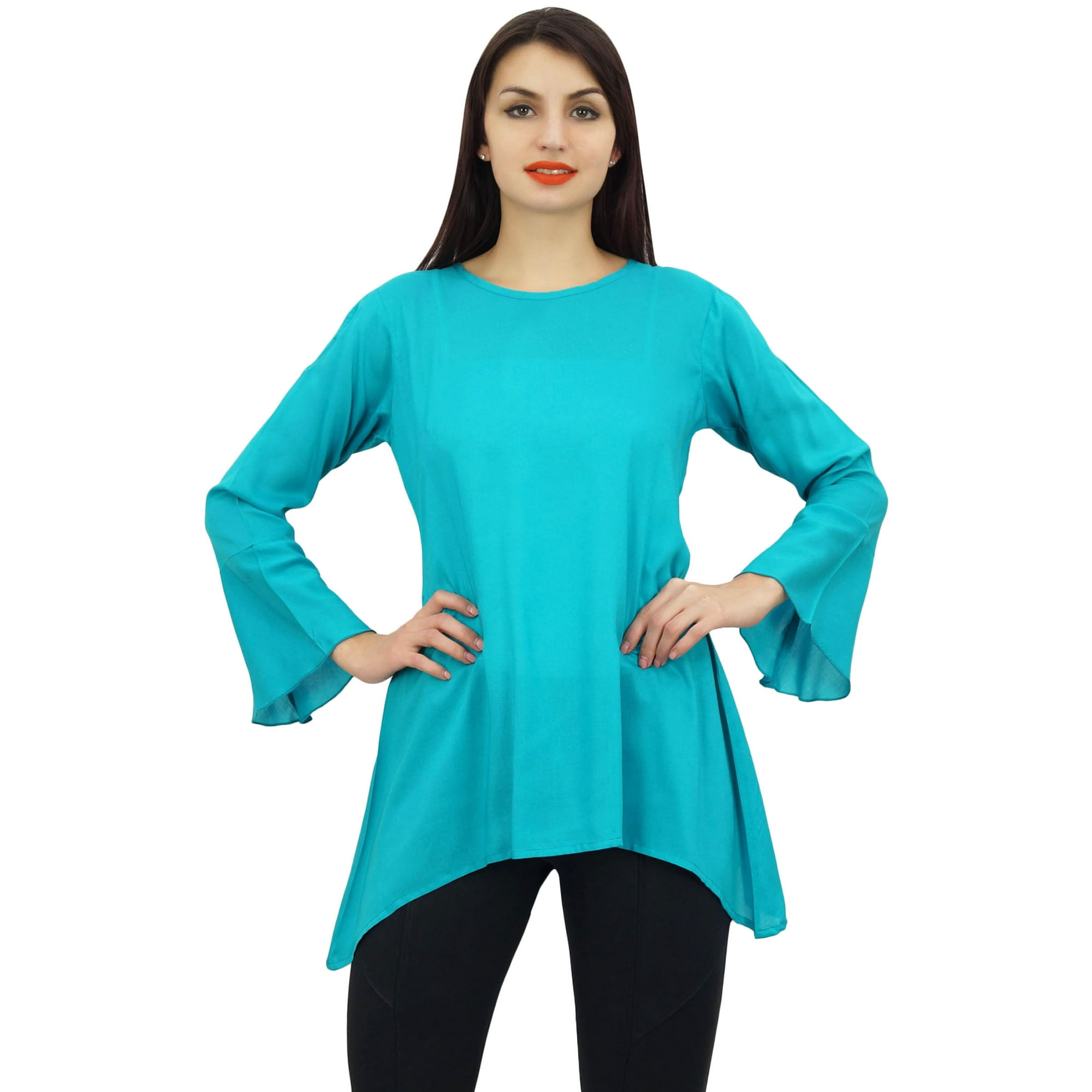 Click here for Phagun Womens Turquoise Flounce Sleeve Cotton Moda... prices