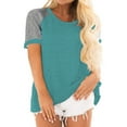 Rosvigor Plus Size T Shirts for Women Color Block Tops Loose Tunics Tee ...