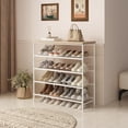 5 Tier Shoe Rack Organizer with MDF Top Board White and Oak - Walmart.com