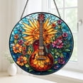 Acoustic Guitar Faux Stained Glass Window Decor, Artistic Music ...