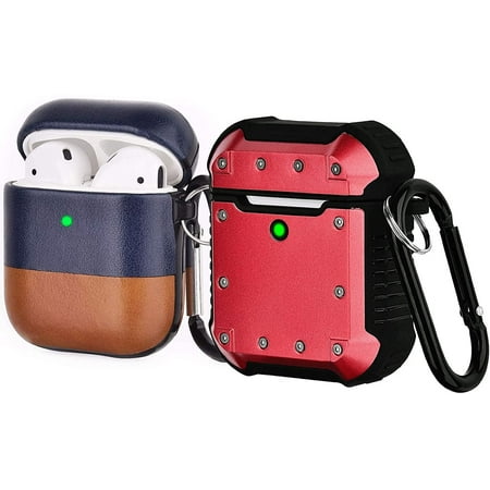 Airpods Case Genuine Leather Airpod Case + Rugged Case Cover for ...