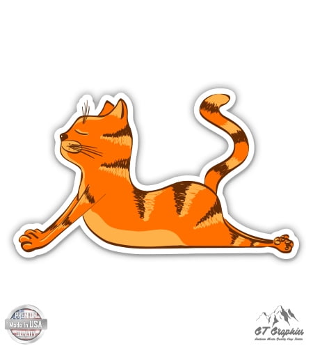 Yoga Cat Cute - 8" Vinyl Sticker - For Car Laptop I-Pad - Waterproof ...