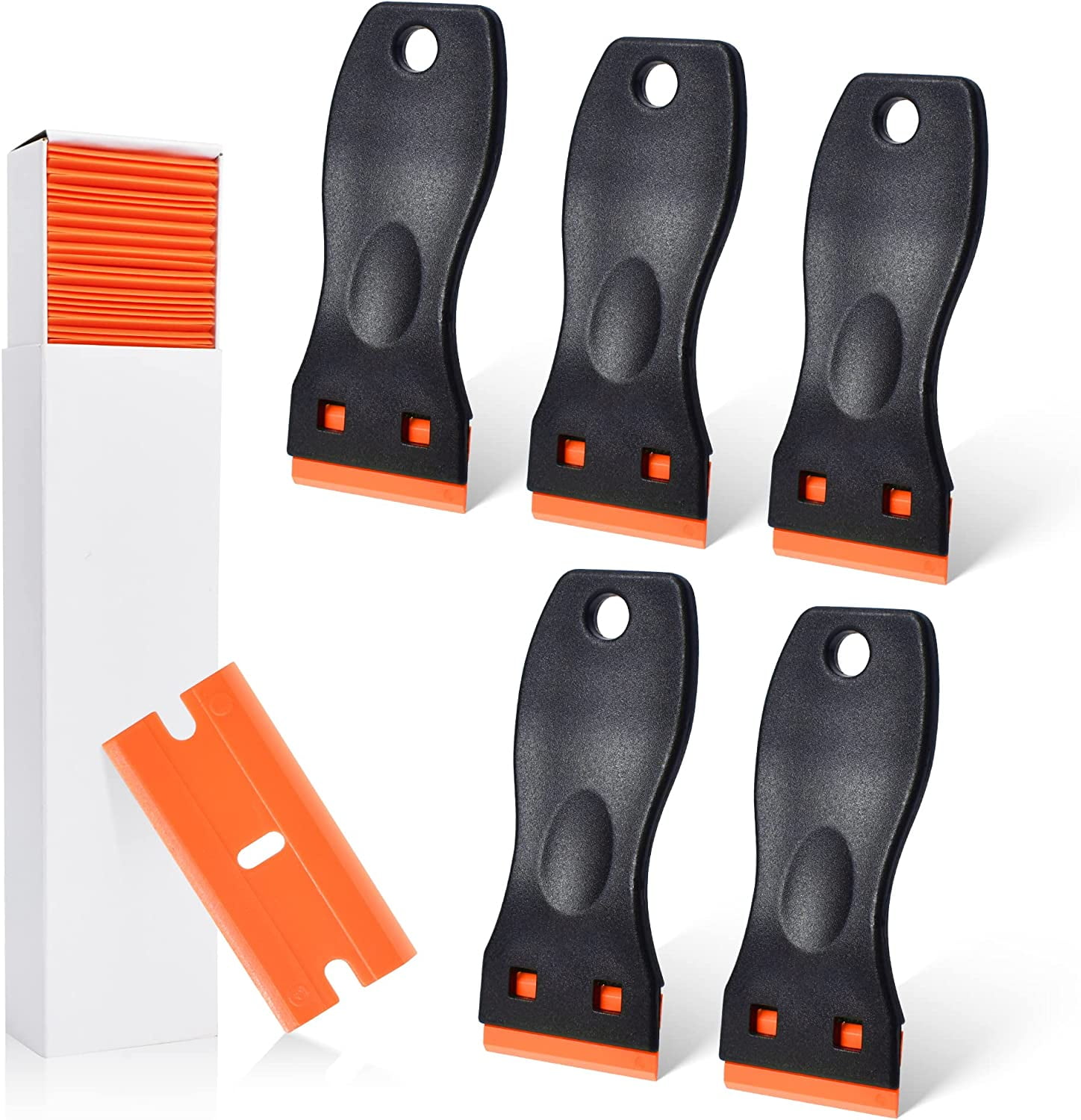 Plastic Razor Blade Scraper, 5PCS Plastic Scraper Tool W/ 100PCS ...