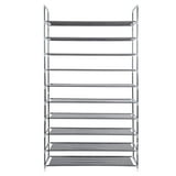 Ktaxon 50-Pair 10-Tier Shoe Rack, Gray Metal Shoe Shelf, Space-Saving ...